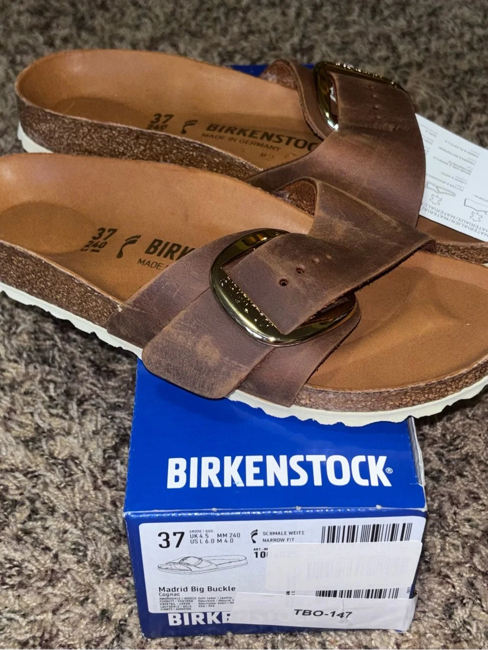 Birkenstock | Shoes | New Birkenstock Madrid Big Buckle Cognac ...